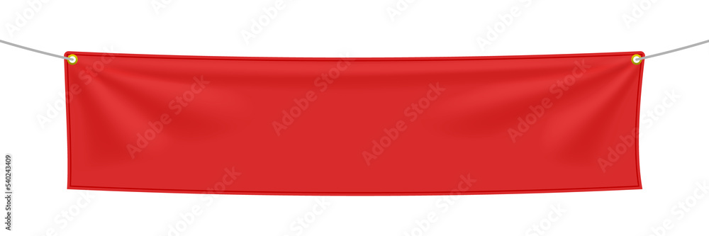 Red textile banner with folds, PNG isolated on transparent background ...