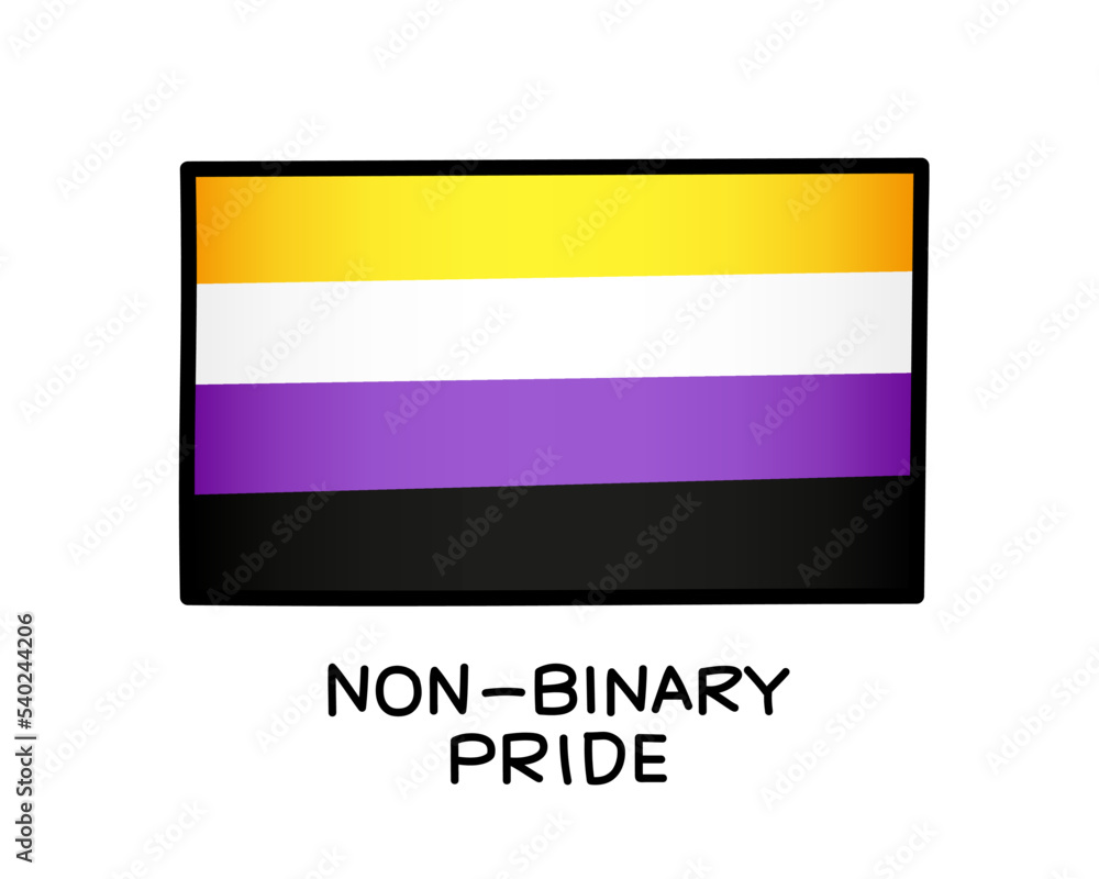 Flag of non-binary pride. A colorful logo of one of the LGBT flags. Yellow, white, purple and ...