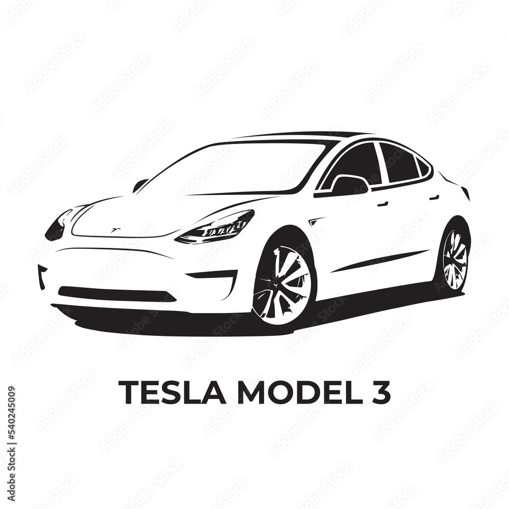 Vector silhouettes of Tesla brand cars, repair Stock Vector | Adobe Stock