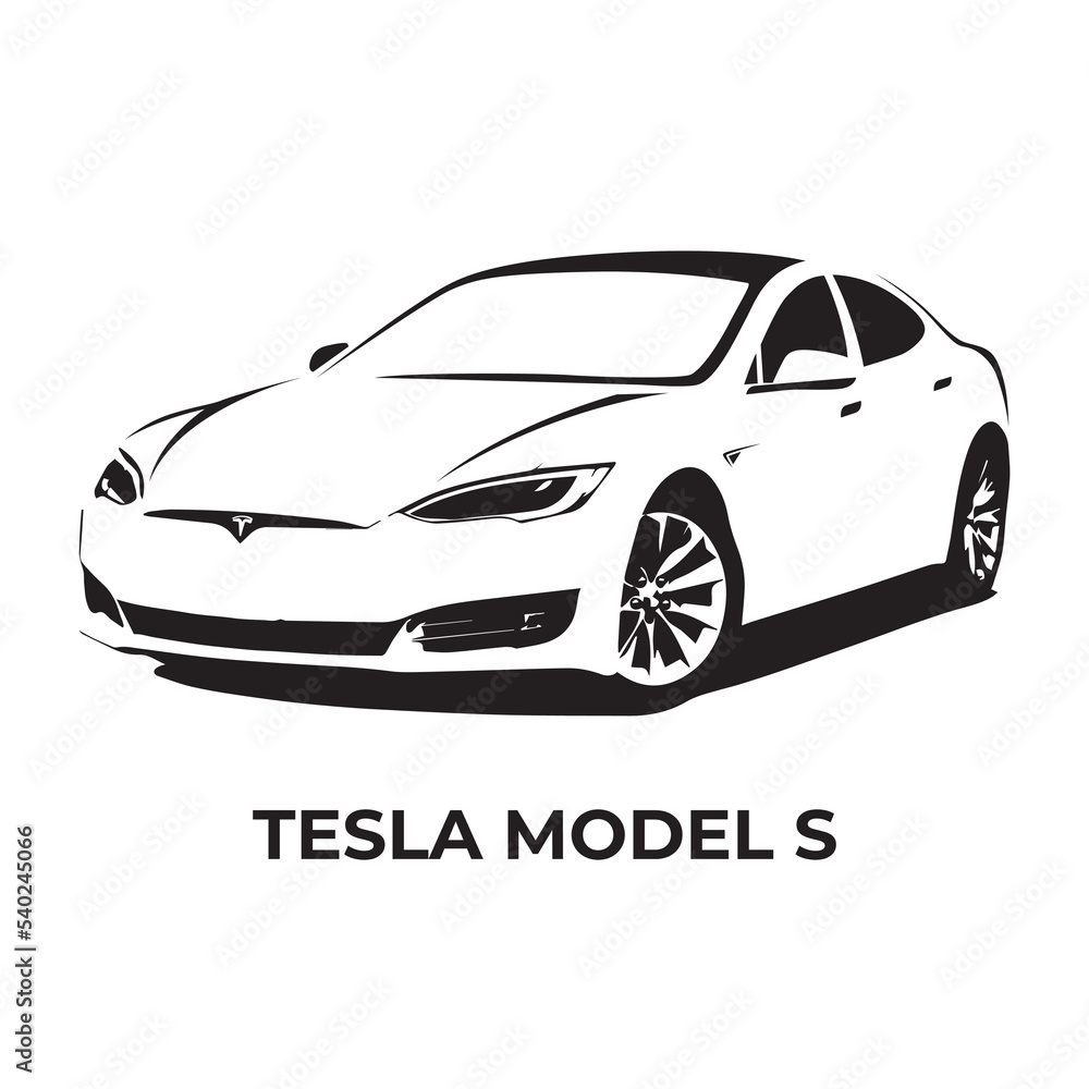 Vector silhouettes of Tesla brand cars, repair Stock Vector | Adobe Stock