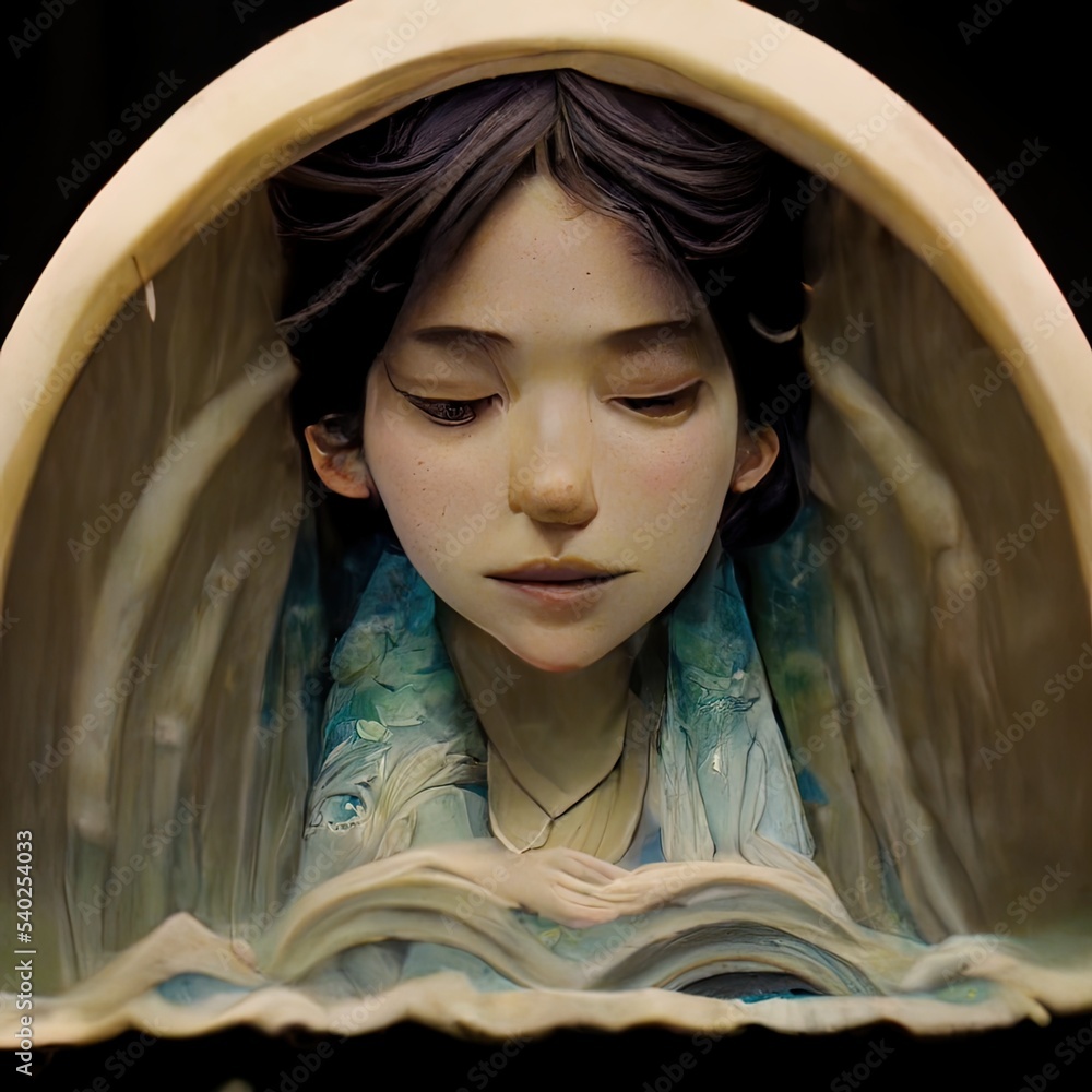 Girl and Water Nymph Paper Mache - Children Fairy Tale -Digital Art, 3D ...