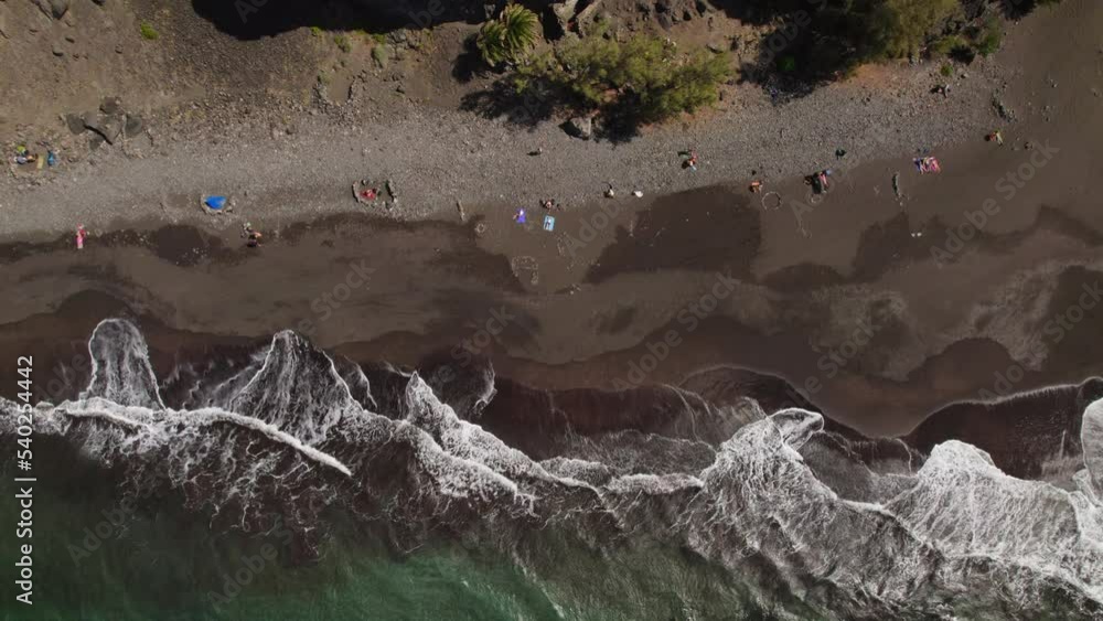Dark sand beach Playa de Guigui in west part of the Gran Canaria island ...