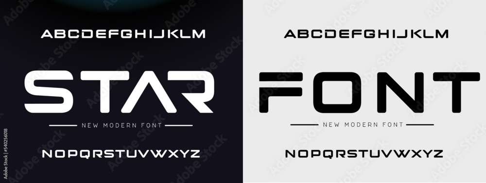 STAR, Sports minimal tech font letter set. Luxury vector typeface for ...