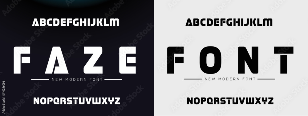 FAZE, Sports minimal tech font letter set. Luxury vector typeface for ...