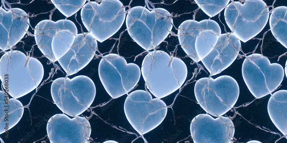 Seamless pattern frozen hearts. Beautiful romantic background for ...