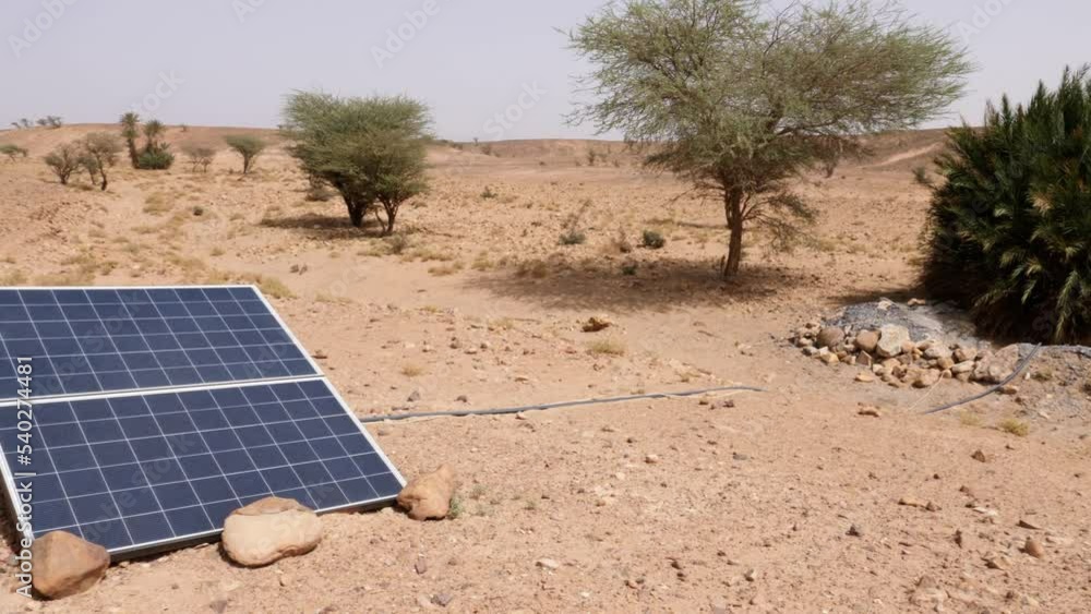 Solar energy panel in the Sahara desert, Erg Chigaga, Morocco. Solar ...