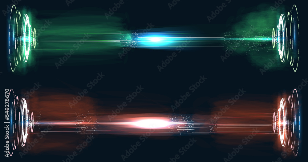 Circular portals, a teleport with a hologram. Projector or ...