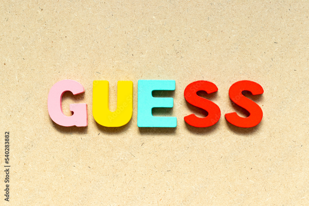 Color alphabet letter with word guess on wood background Stock Photo ...