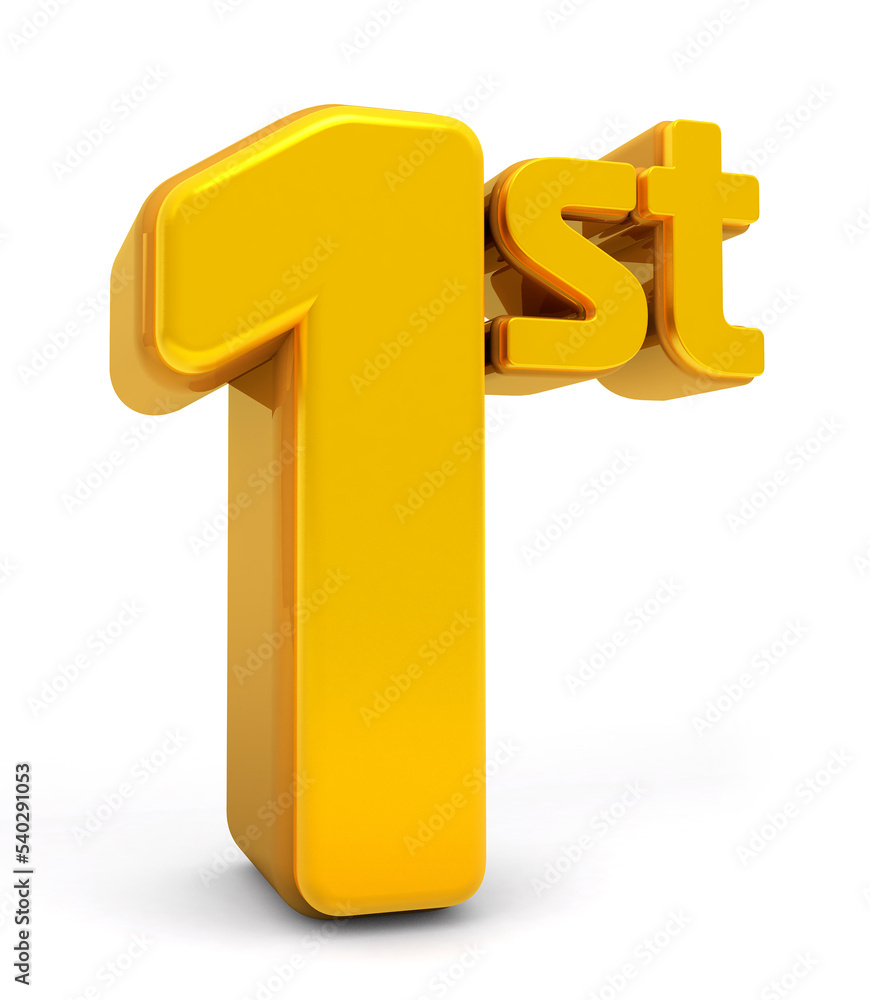 First Place 3d isolated on white background. Winner Number one. First ...