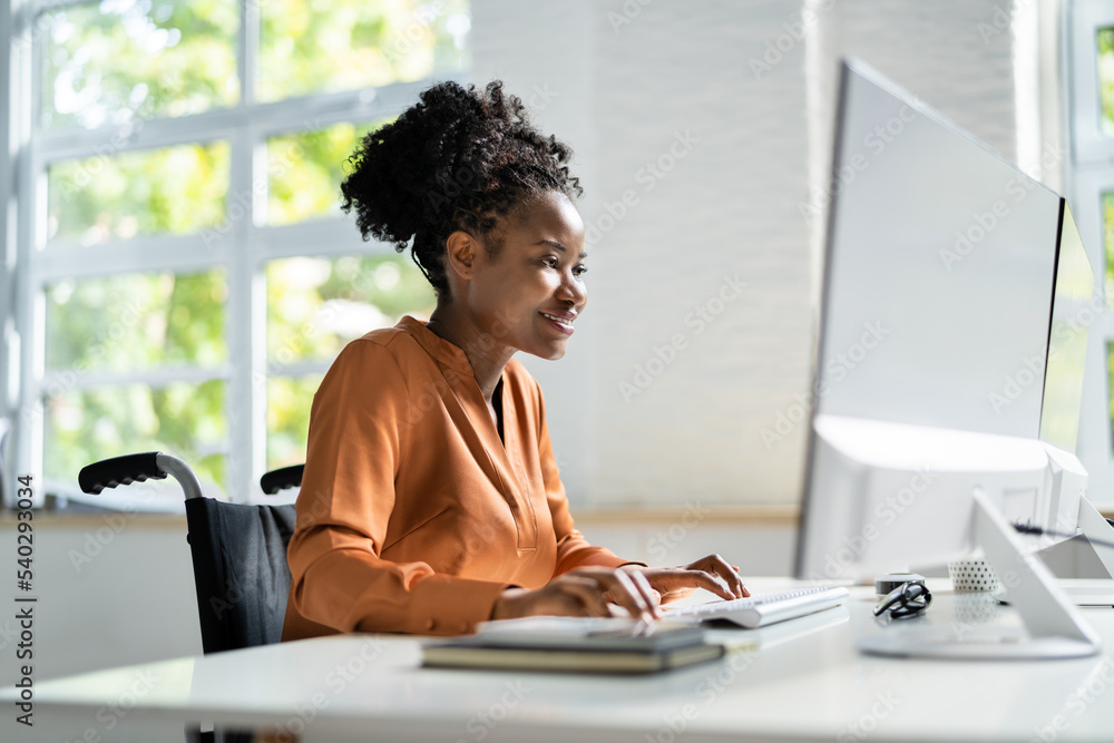 African American Black Woman Using Computer Stock Photo | Adobe Stock