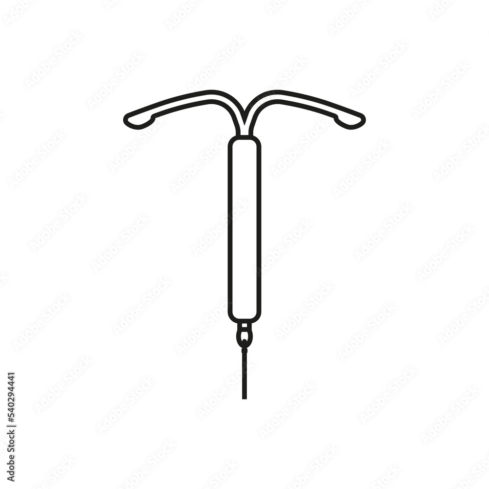 Intrauterine Device Icon Iud Contraceptive Spiral Vector Line Style