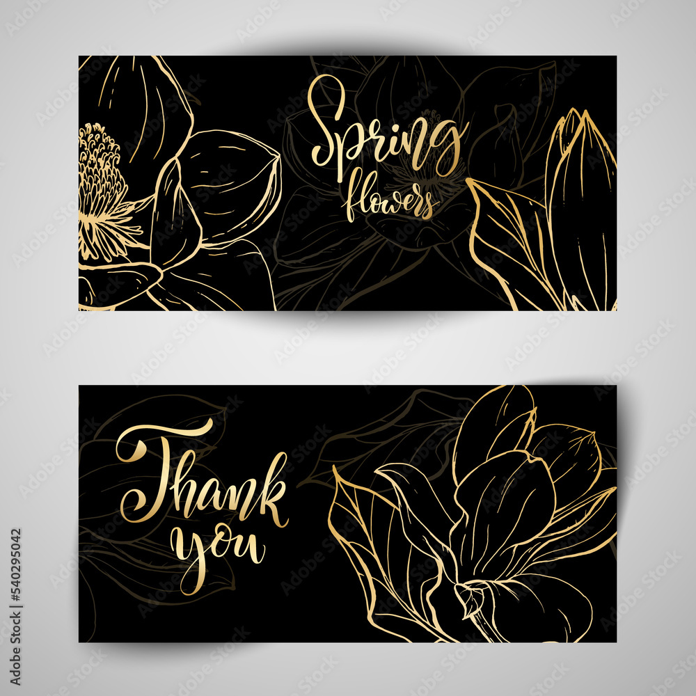 Floral baners. Hand drawn vector botanical illustration. Template ...