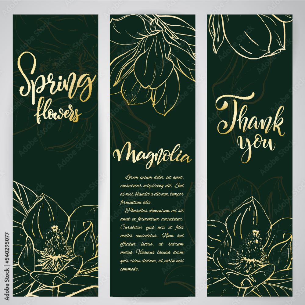 Floral baners. Hand drawn vector botanical illustration. Template ...