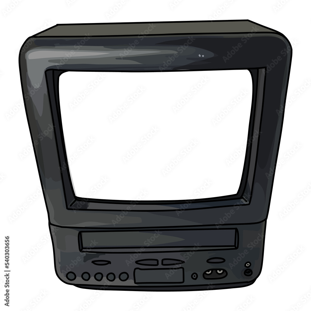 90's box tv set with VHS player Stock Illustration | Adobe Stock