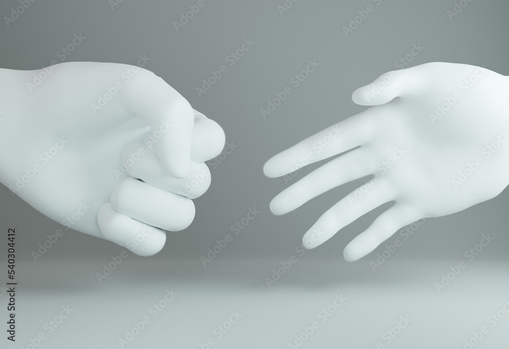 Rock paper scissors game illustration.Rock paper hand gesture.Grey and ...