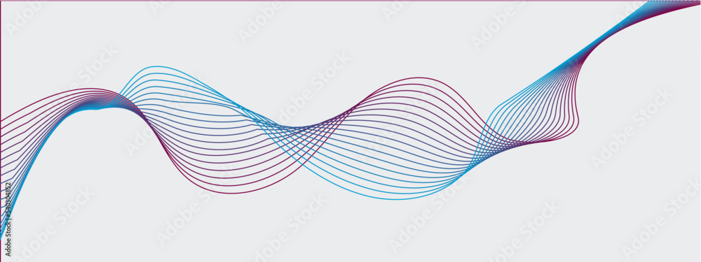 Abstract modern multicolored wavy stylized blend lines on white ...