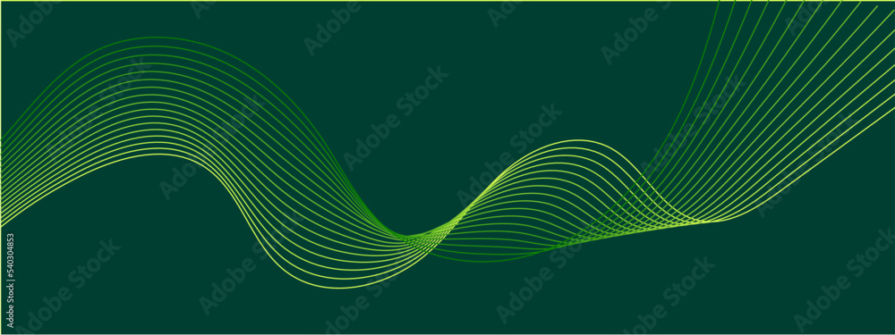 Abstract modern multicolored wavy stylized blend lines on green ...
