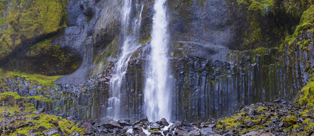 Landdscape of the Bjarnarfoss Waterfall (Snæfellsnes Peninsula, Iceland ...