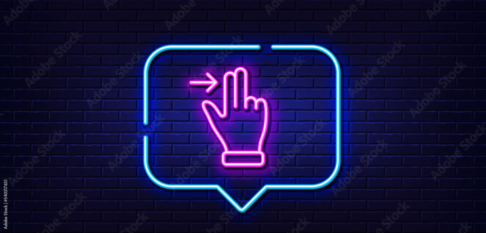 Vecteur Stock Neon light speech bubble. Touchscreen gesture line icon ... Vecteur Stock Neon light speech bubble. Touchscreen gesture line icon ...