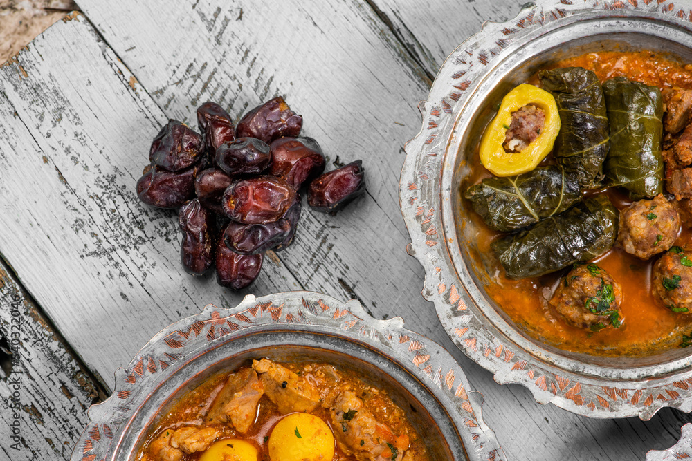 Fotka „Eid Mubarak Traditional Ramadan Iftar dinner. Assorted tasty ...