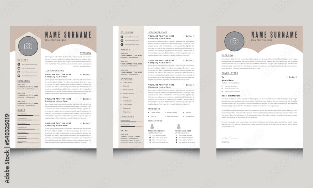 Professional resume letterhead business layout, Creative cv template ...