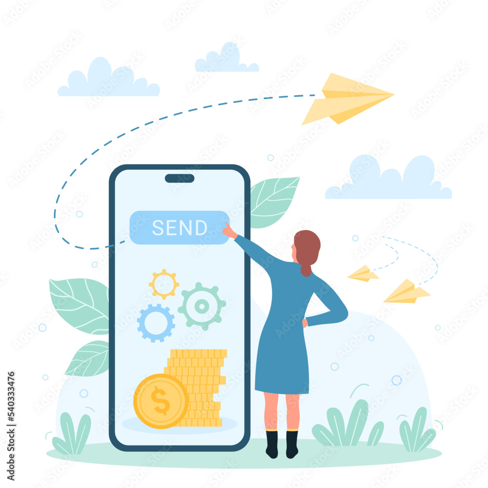 Money payment and instant transaction from digital wallet, bank account ...