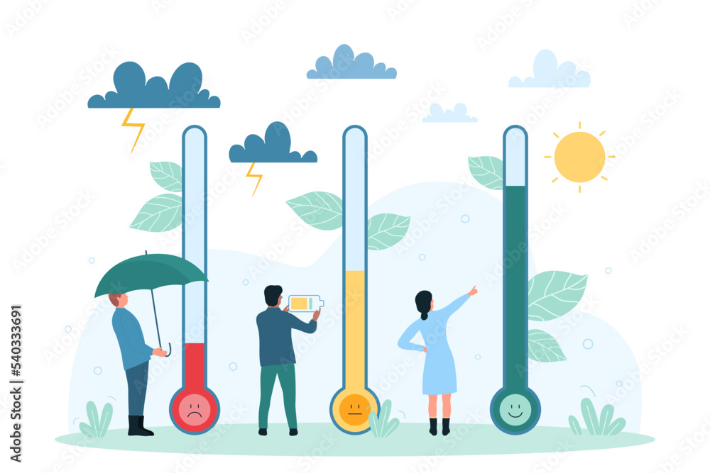Vetor de Assessment of stress levels with thermometer vector ...