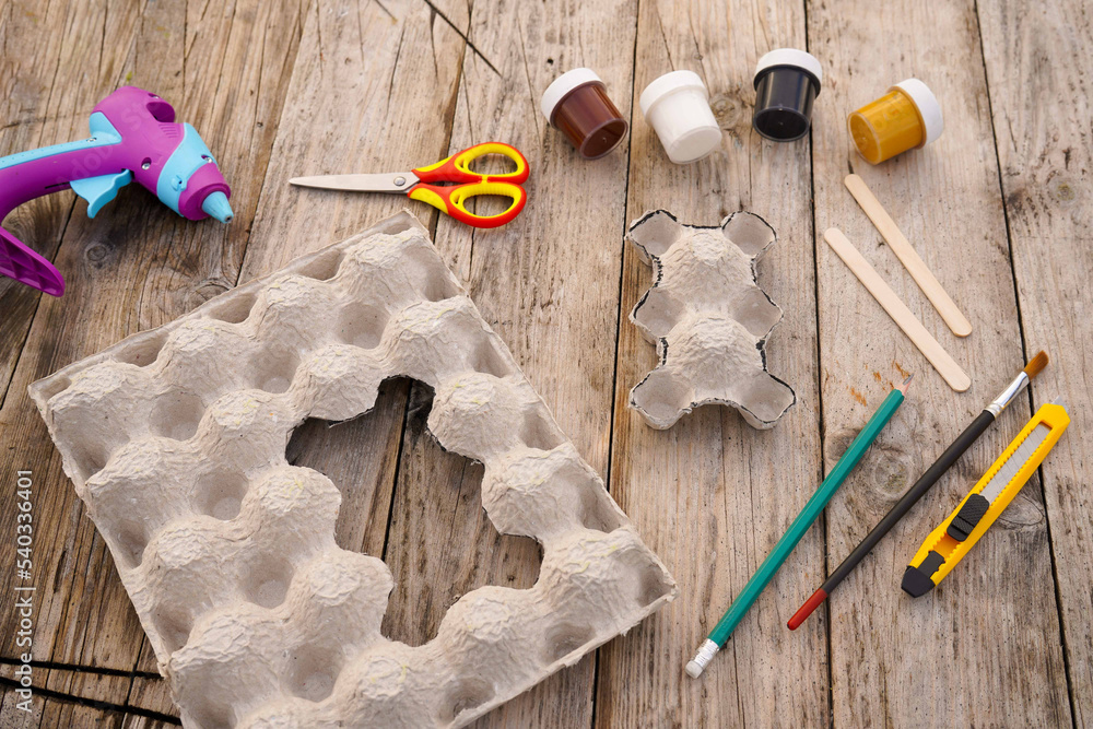 Step by step diy process. Step 3- we cut out a teddy bear figurine from ...