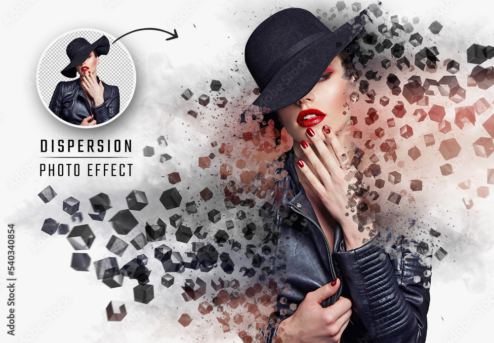 Dispersion Photo Effect with Cubes and Explosion Mockup Stock Template ...