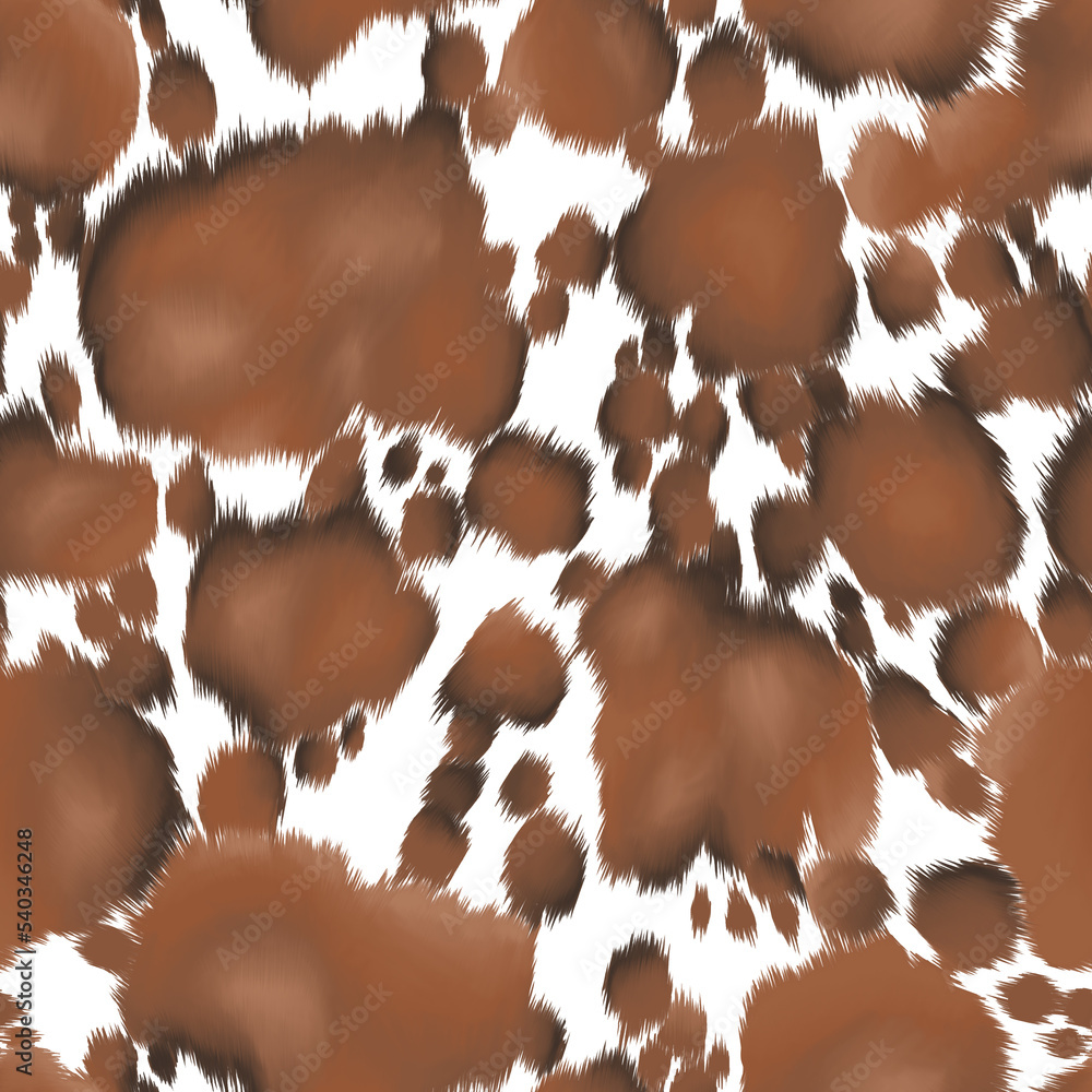 Cow's skin. Seamless texture with cow skin imitation. Brown spots on a ...