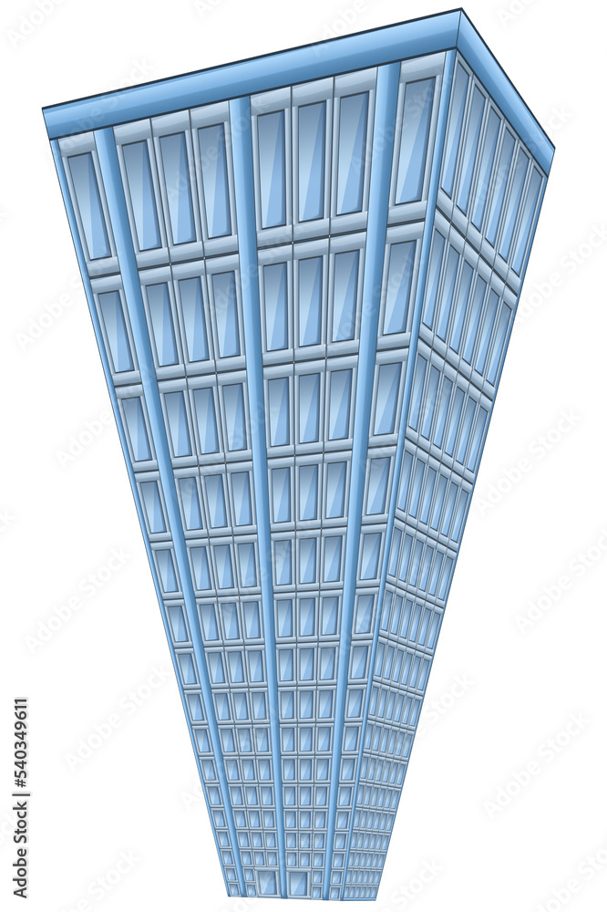 cartoon scene with modern skyscraper isolated on white background ...