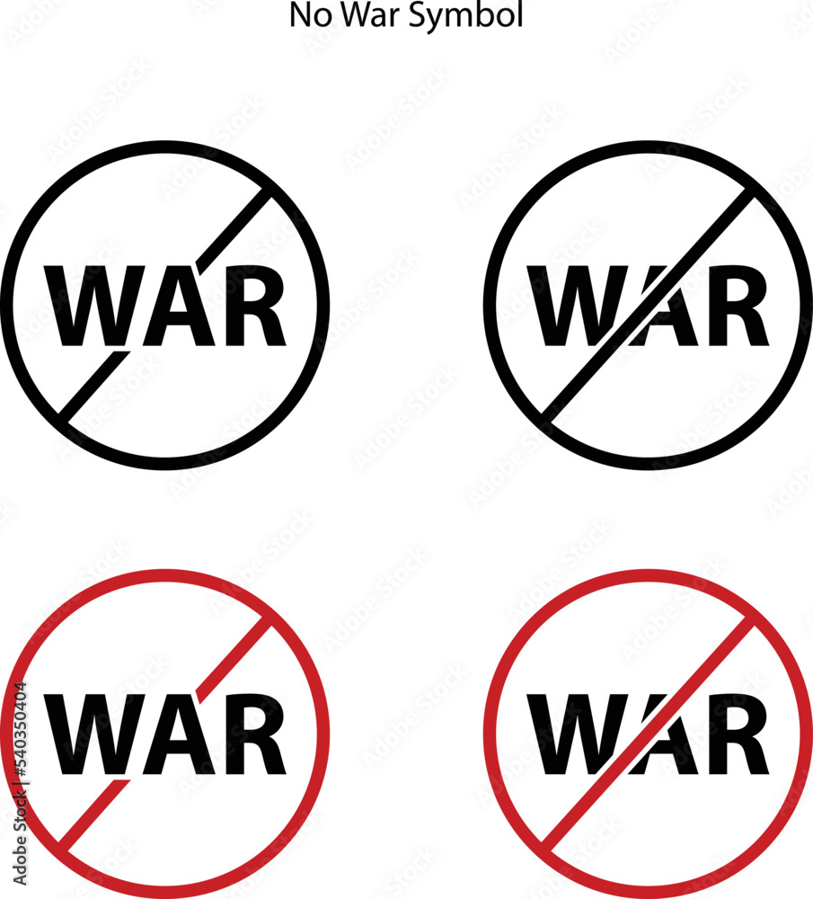 Sign Stop War isolated on white background. Palm, Red Danger Ban War ...