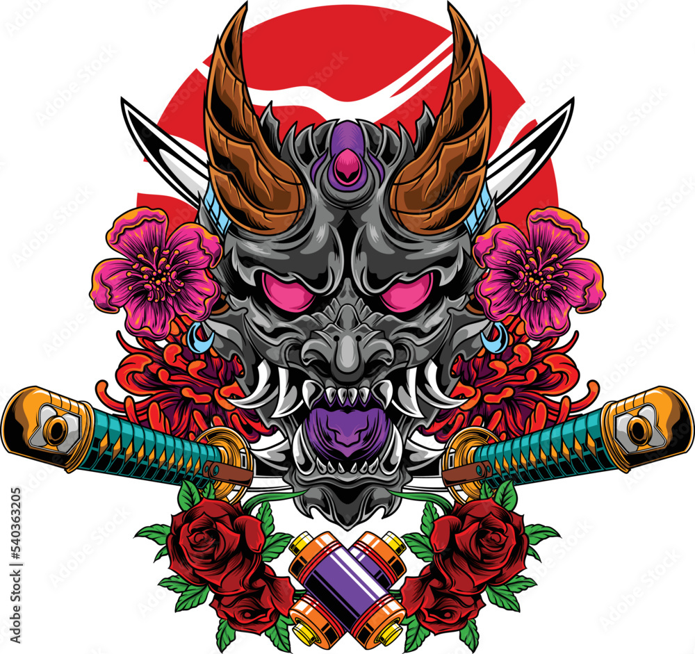 vector illustration of japanese hannya mask Stock Vector | Adobe Stock