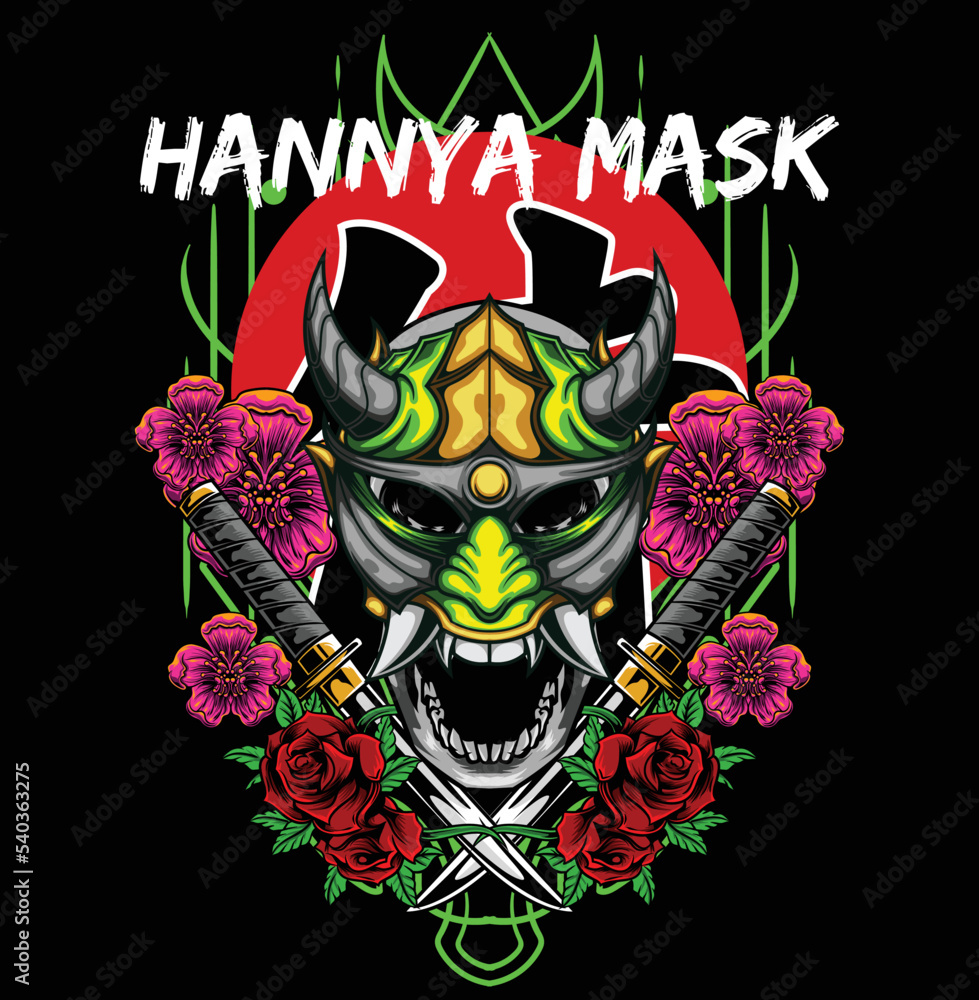 vector illustration of japanese hannya mask Stock Vector | Adobe Stock