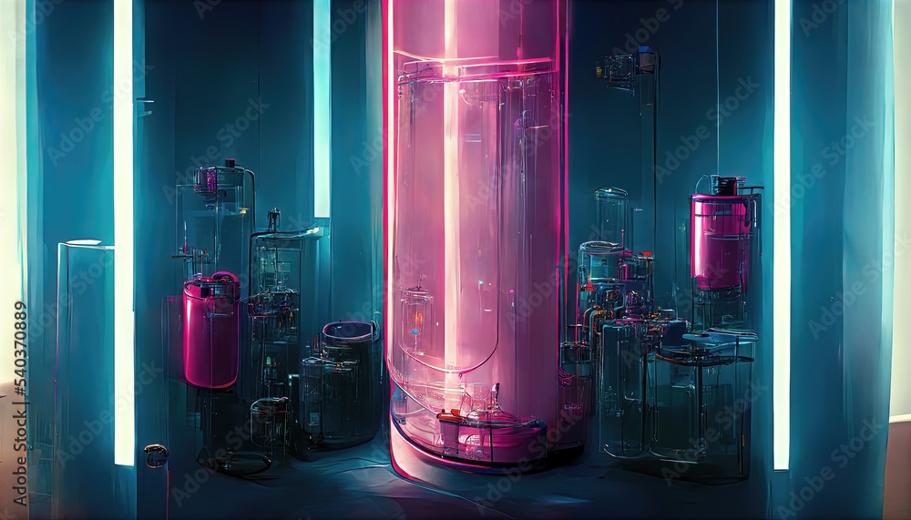 Pink and blue modded capsule Cylinder, concept art with an elegant ...