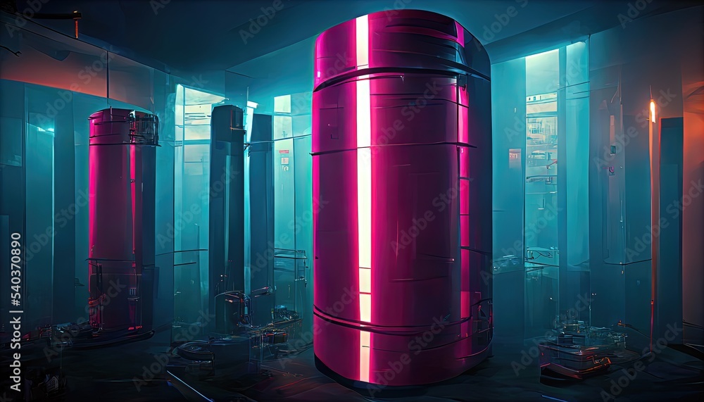 Concept art with an elegant, classy, retro design of a laboratory, a ...