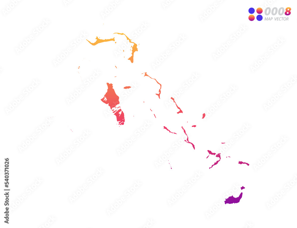 Vector bright colorful gradient of The Bahamas map on white background ...