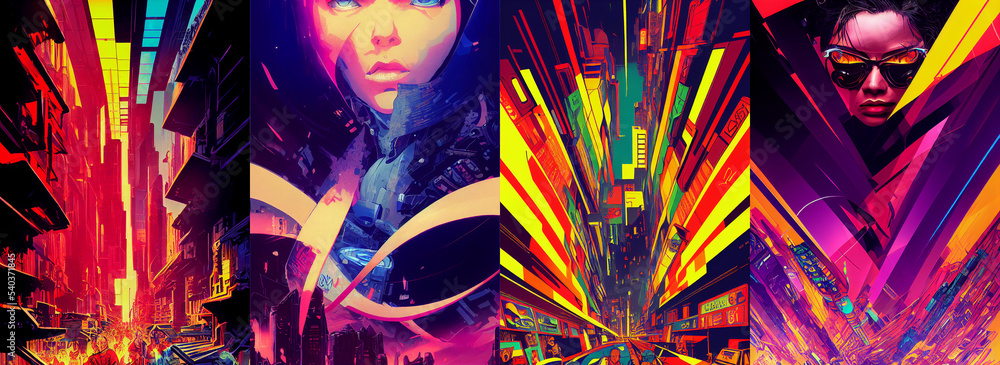 Cyberpunk covers, comic book cover, neon lights art, abstract ...