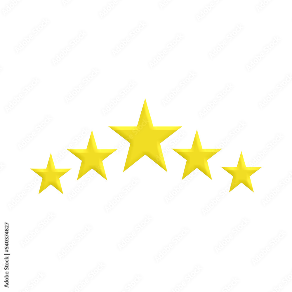 5 yellow curved stars illustration png file Stock Illustration | Adobe Stock