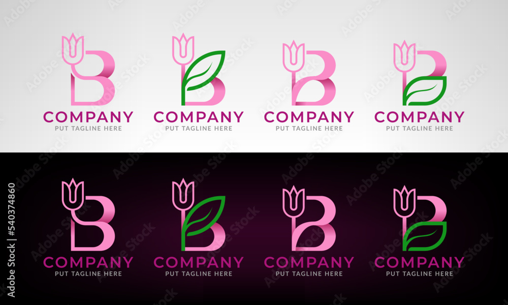 Set collection rose flower logo with letter B Stock Vector | Adobe Stock