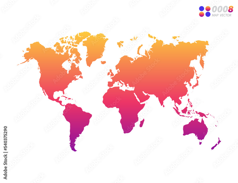 Vector bright colorful gradient of World map on white background ...