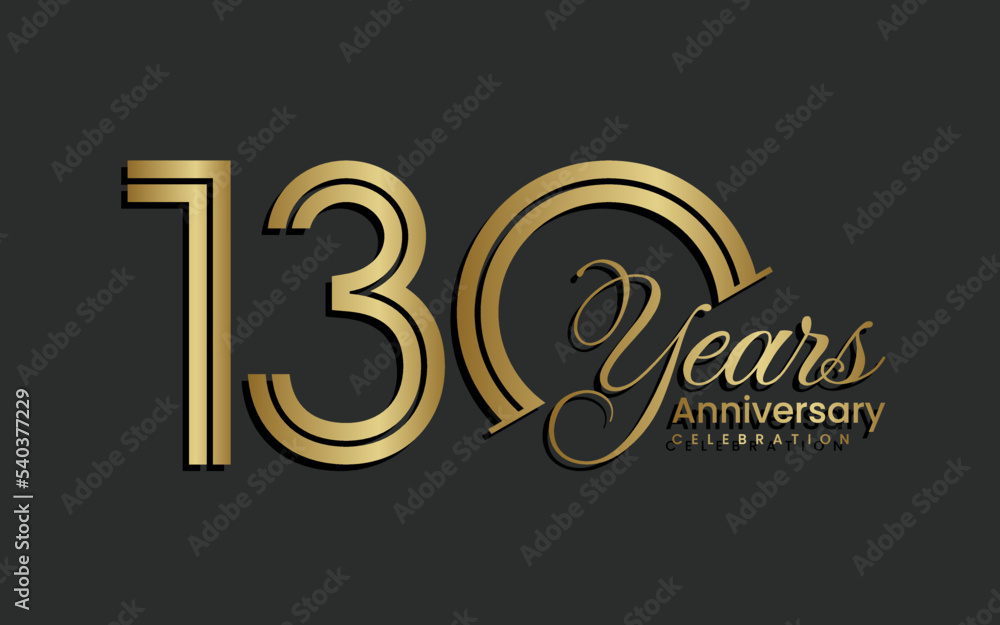 130th Anniversary logotype. Anniversary Celebration template design with gold color for ...