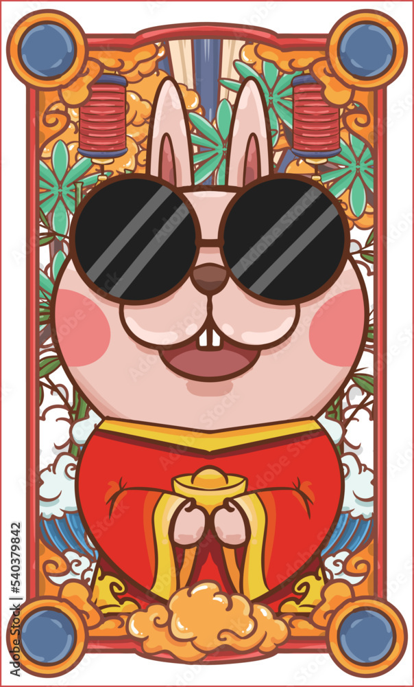 Cartoon Rabbit Year Illustration Materials Stock Vector | Adobe Stock