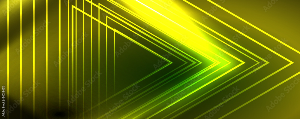 Neon glowing lines and angles, magic energy space light concept. Vector ...