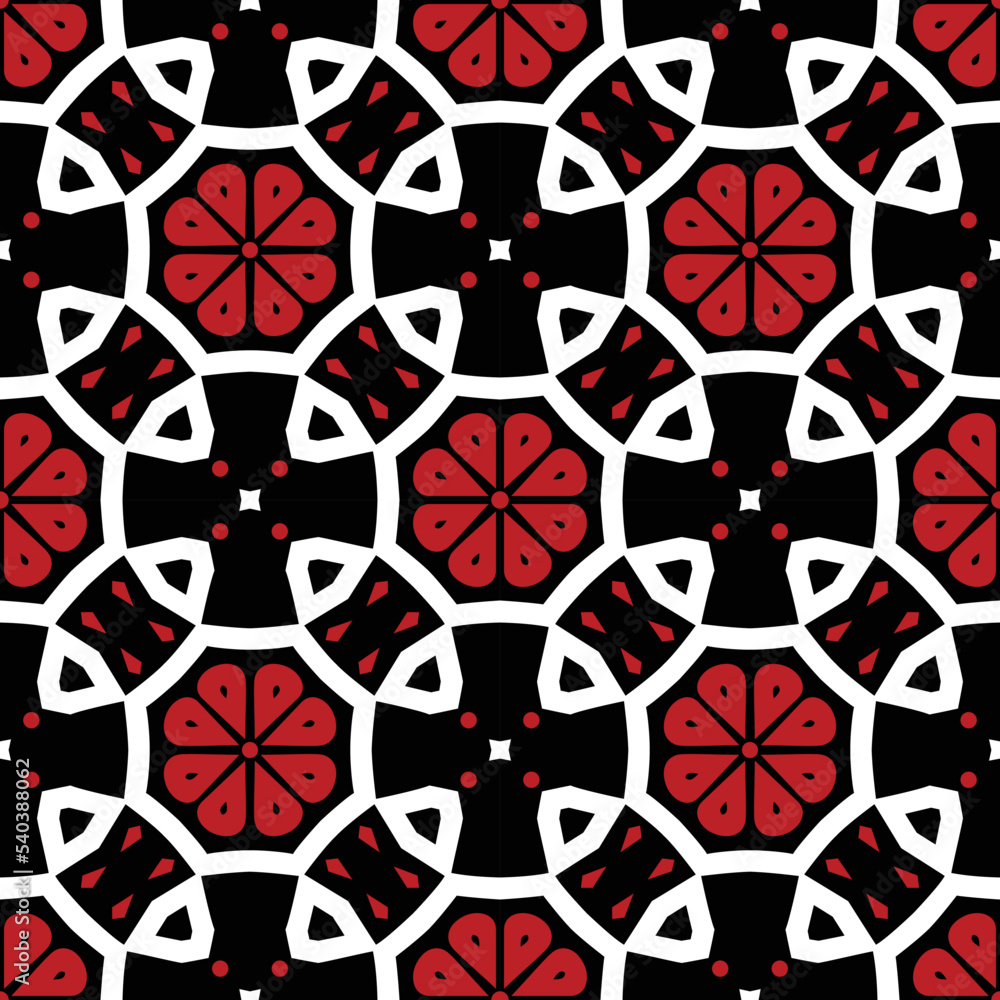 Abstract Red black and White Geometric Pattern Stock Vector | Adobe Stock