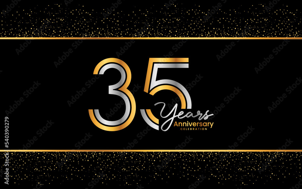 35th Anniversary Logotype. Golden Anniversary logo design in golden ...