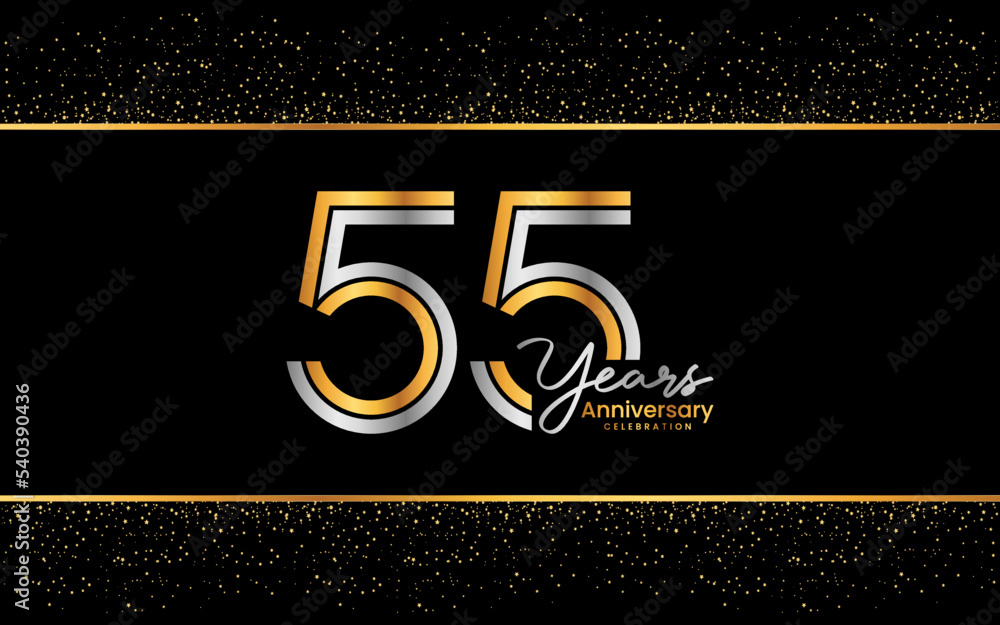 55th Anniversary Logotype. Golden Anniversary logo design in golden ...