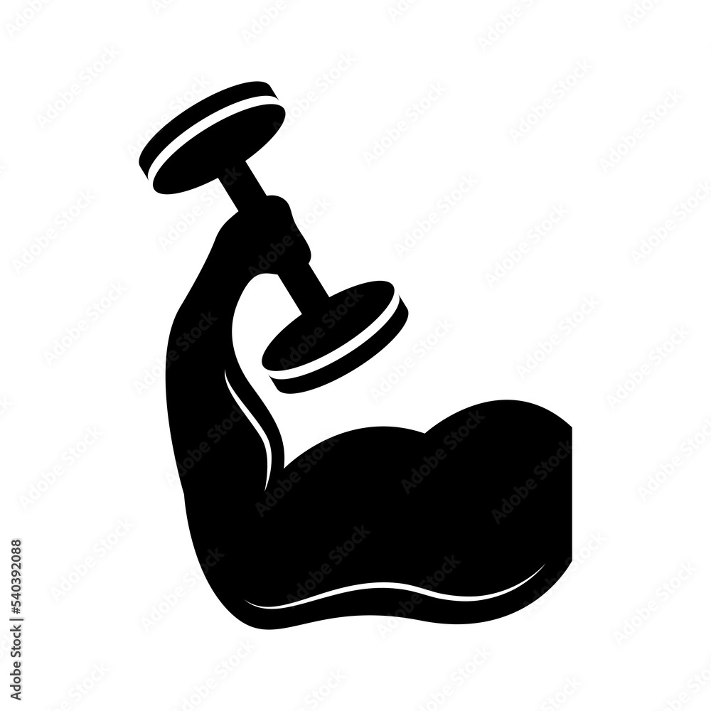 Bodybuilder Hand Logo Template Collection. Vector Objects and Icons for ...