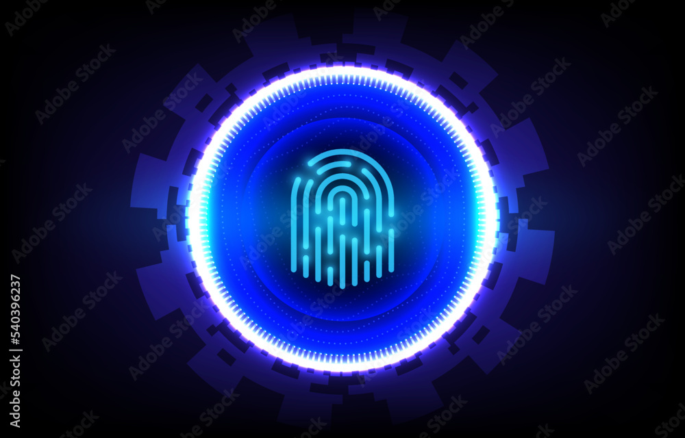 Technology security with finger scan. Vector abstract security system ...