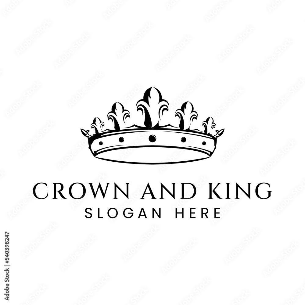crown vintage vector logo template on white background Stock Vector ...